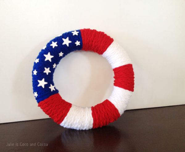 Patriotic Yarn Flag Wreath - Julie Measures