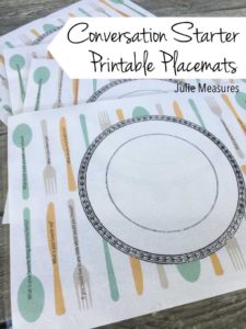 Conversation Starter Placemats Free Printable - Julie Measures