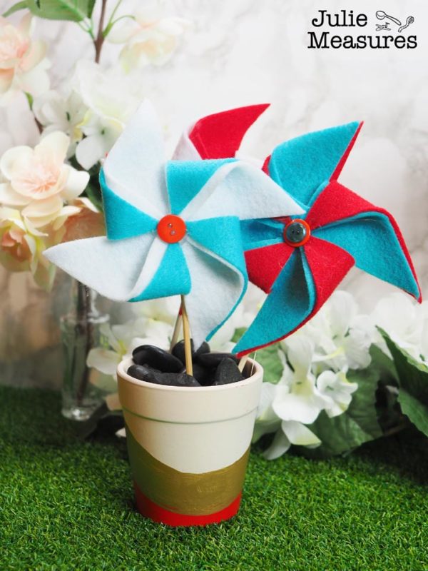 Easy Summer Craft - No Sew Felt Pinwheels - Julie Measures