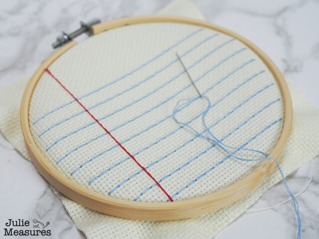 Notebook Paper Embroidery Hoop Craft - Julie Measures