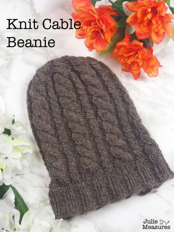 Knit Cable Beanie FREE Knitting Pattern - Julie Measures